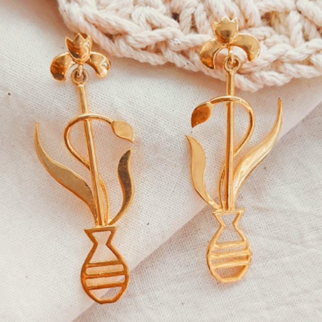 Gold Plated Mini Mughal Guldasta Earrings – Kansya